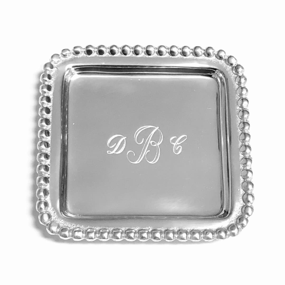 Square Tray Beaded Edge Brilliant Polished Silver Metal 4.25"sq. Small ...