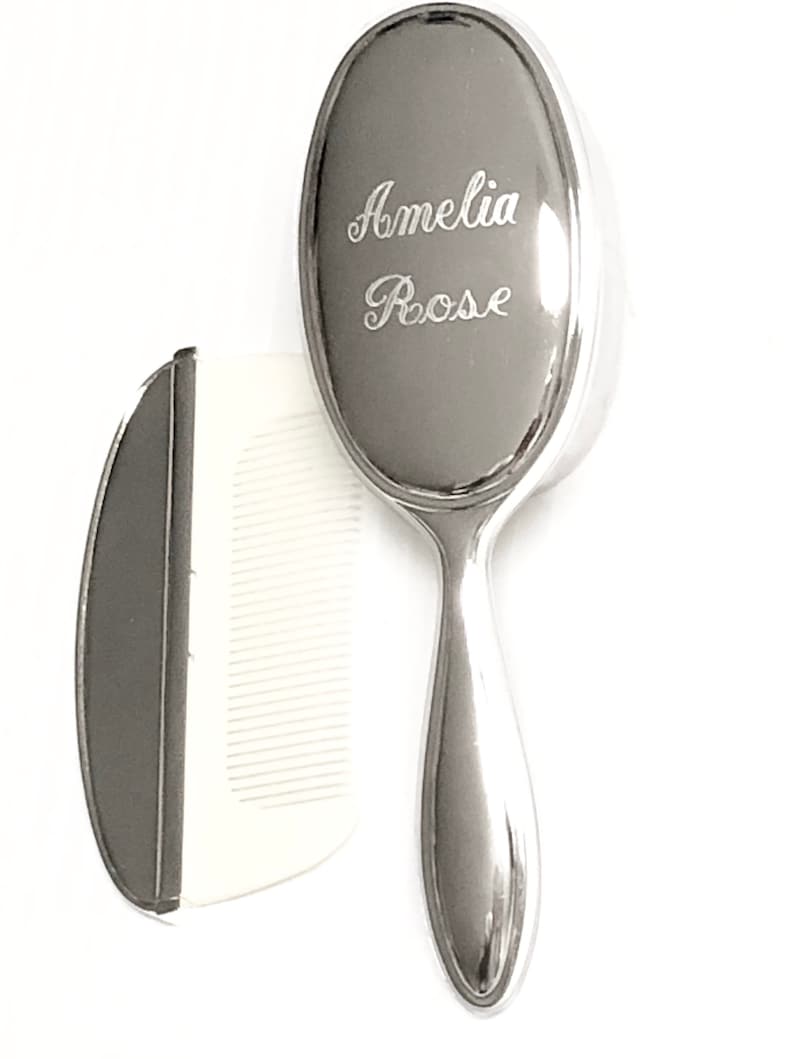 Baby Girls Silver Brush and Comb Set Personalized Free | Etsy