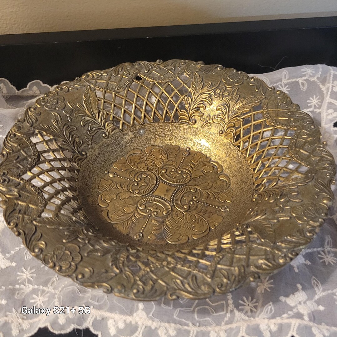 Ornate Brass Reticulated Bowl Beautiful Design - Etsy