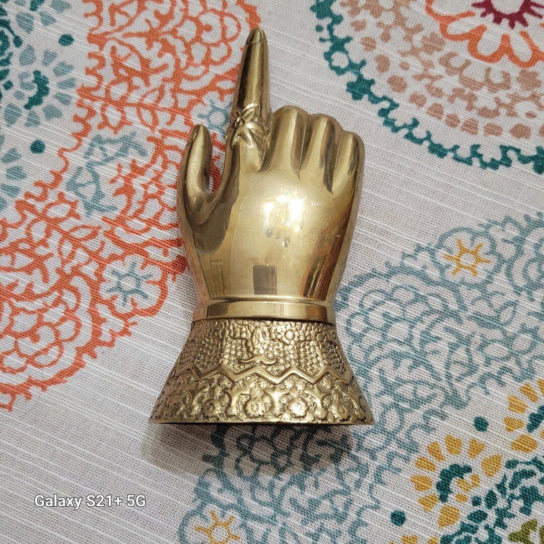 A Vintage Solid Brass Card Holder Hand - Etsy