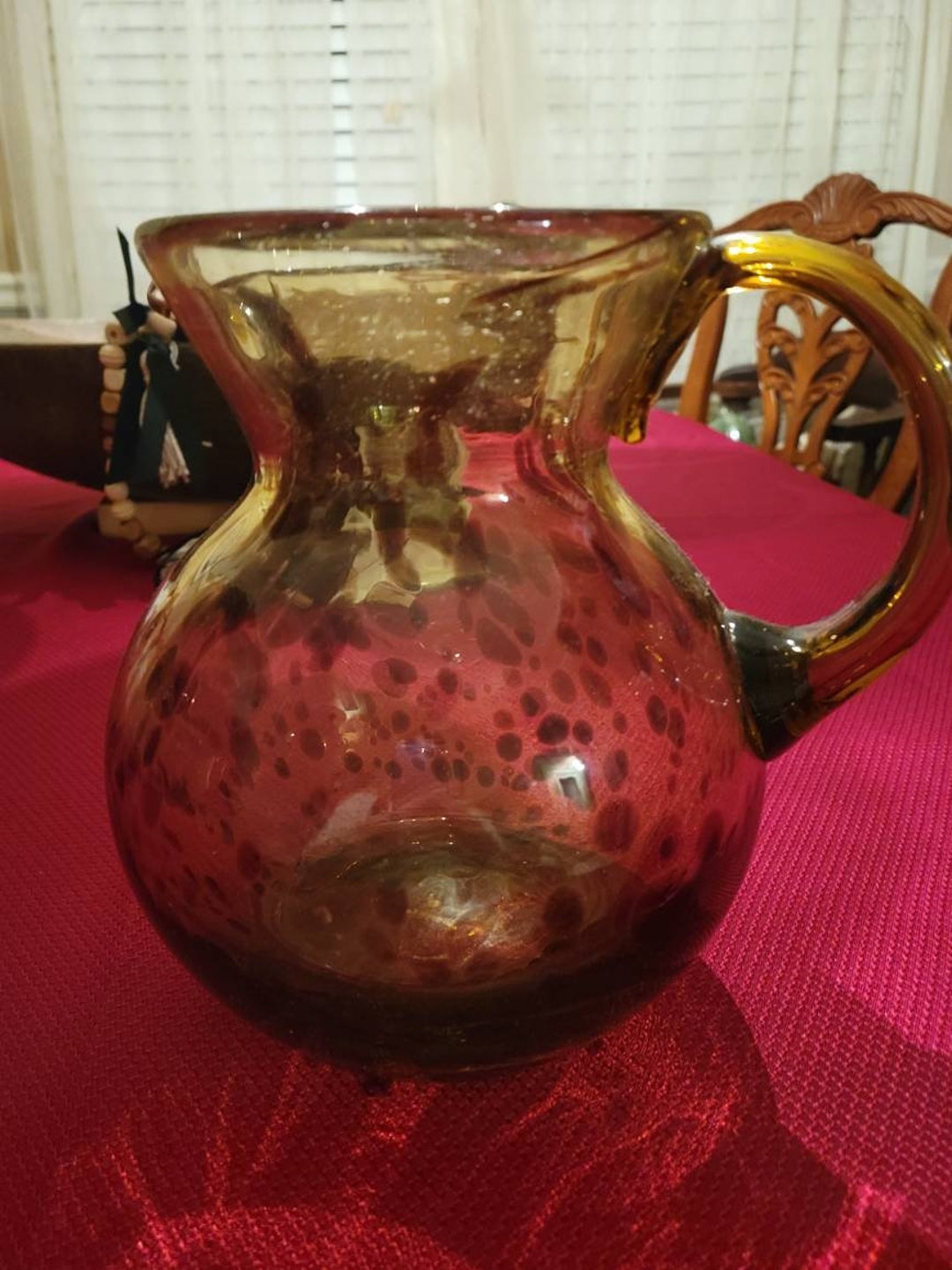 Vintage Blown Glass Splatter Pitcher - Etsy