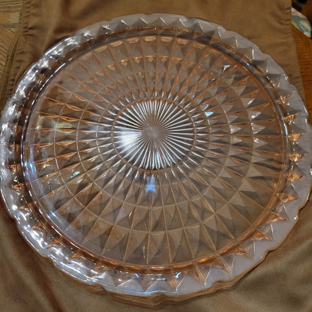 Vintage Mcm Pink Glass Cake Plate - Etsy