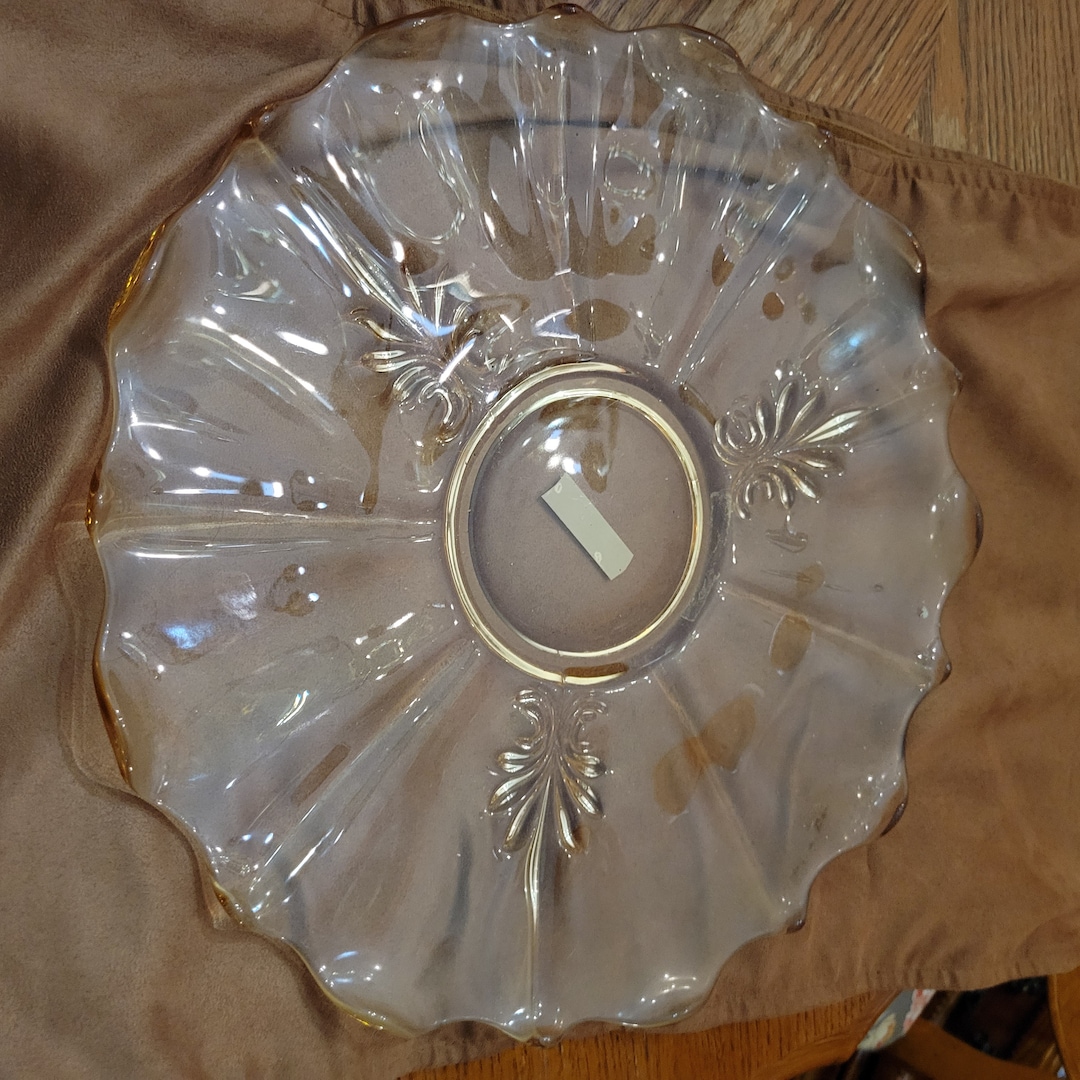 Vintage Mcm Golden Honey Glass Cake Plate - Etsy