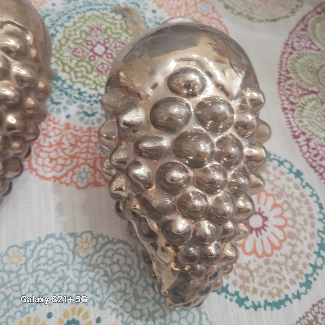 Vintage Champagne Color Mercury Glass Kugel Ornament Grape Design - Etsy