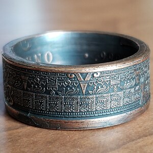 Copper Aztec Calendar Ring - Copper Coin Ring - Copper Mexican Ring ...