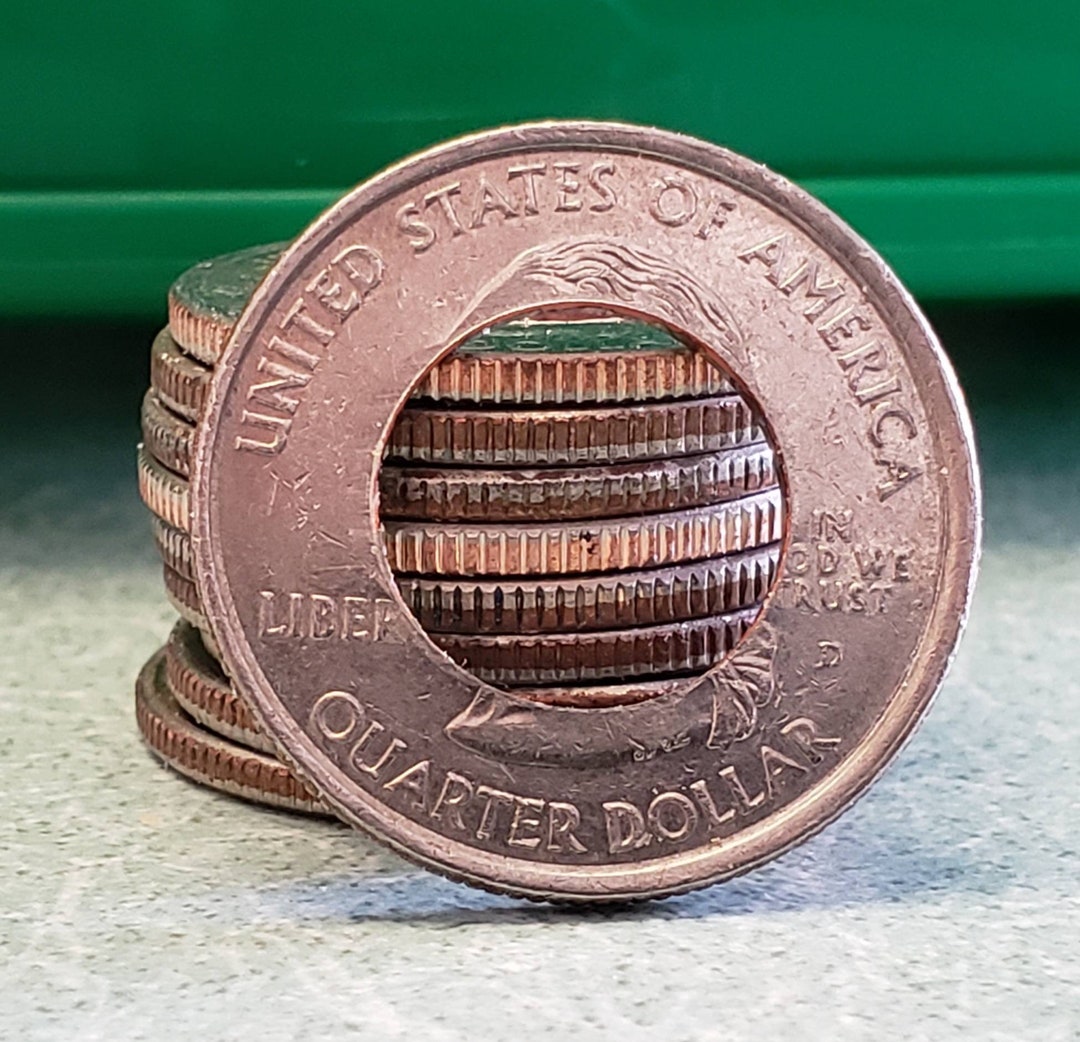 Punched Quarter - Coin Ring Supplies - Coin With Hole - Punched Coin ...
