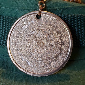 Copper Aztec Calendar Necklace - Copper Coin Necklace - Copper Aztec ...