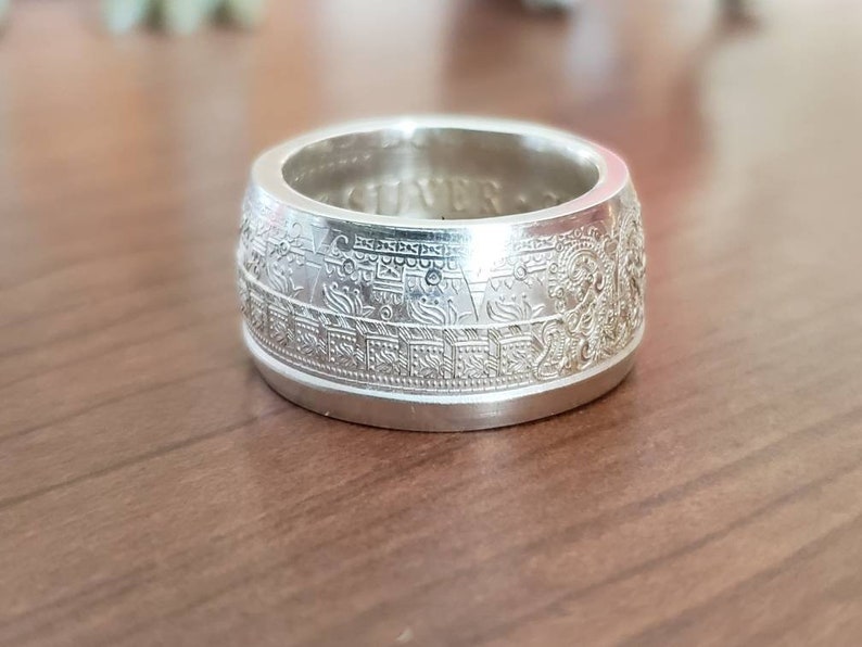 Silver Aztec Calendar Ring Silver Coin Ring Silver Mexican | Etsy