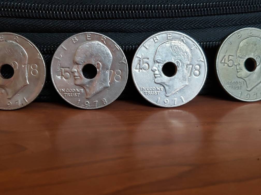 Eisenhower Dollar Coin - 45 RPM Record Hole Adapter - Turntable - 7 ...