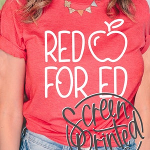 Red for Ed T-shirt, I Wear Red for Ed Shirt, Teacher Shirt, Support ...
