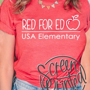 Red for Ed T-shirt, I Wear Red for Ed Shirt, Teacher Shirt, Support ...