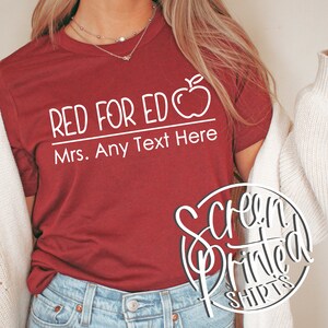 Red for Ed T-shirt, I Wear Red for Ed Shirt, Teacher Shirt, Support ...