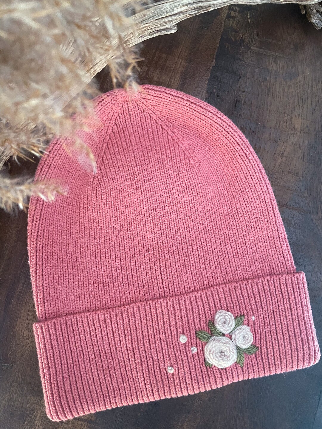 Hand Embroidered Beanie, Winter Hat, Flowers - Etsy