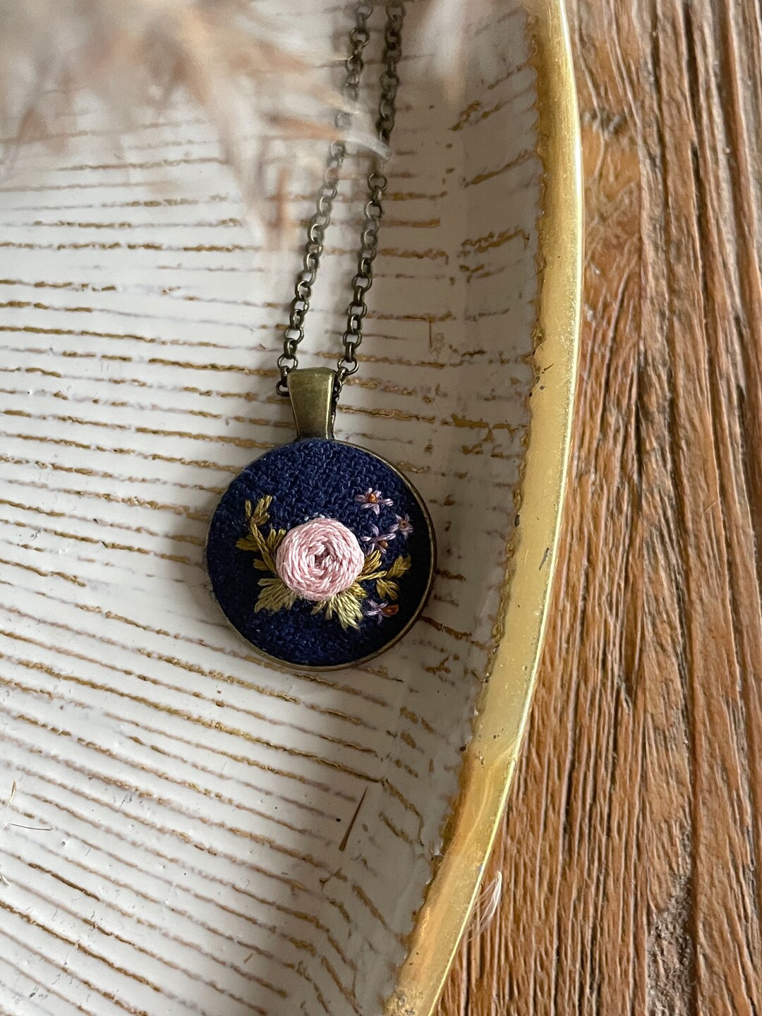 Hand Embroidered Jewelry Embroidery Necklace Fiber Art - Etsy