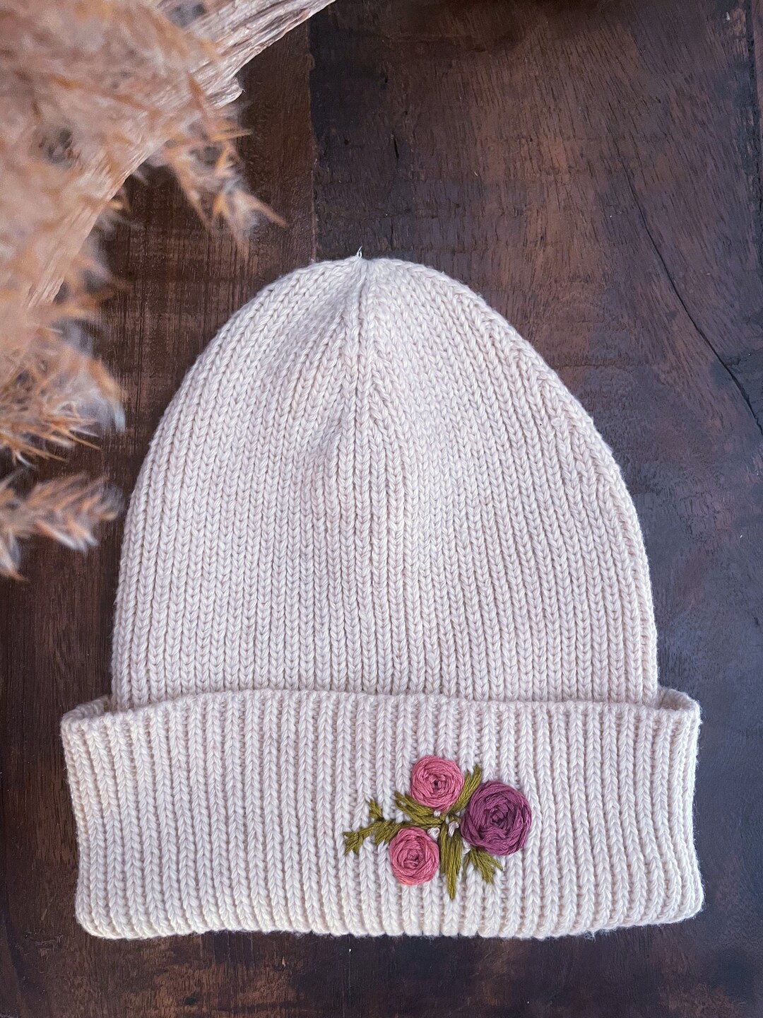 Hand Embroidered Beanie, Winter Hat, Flowers - Etsy