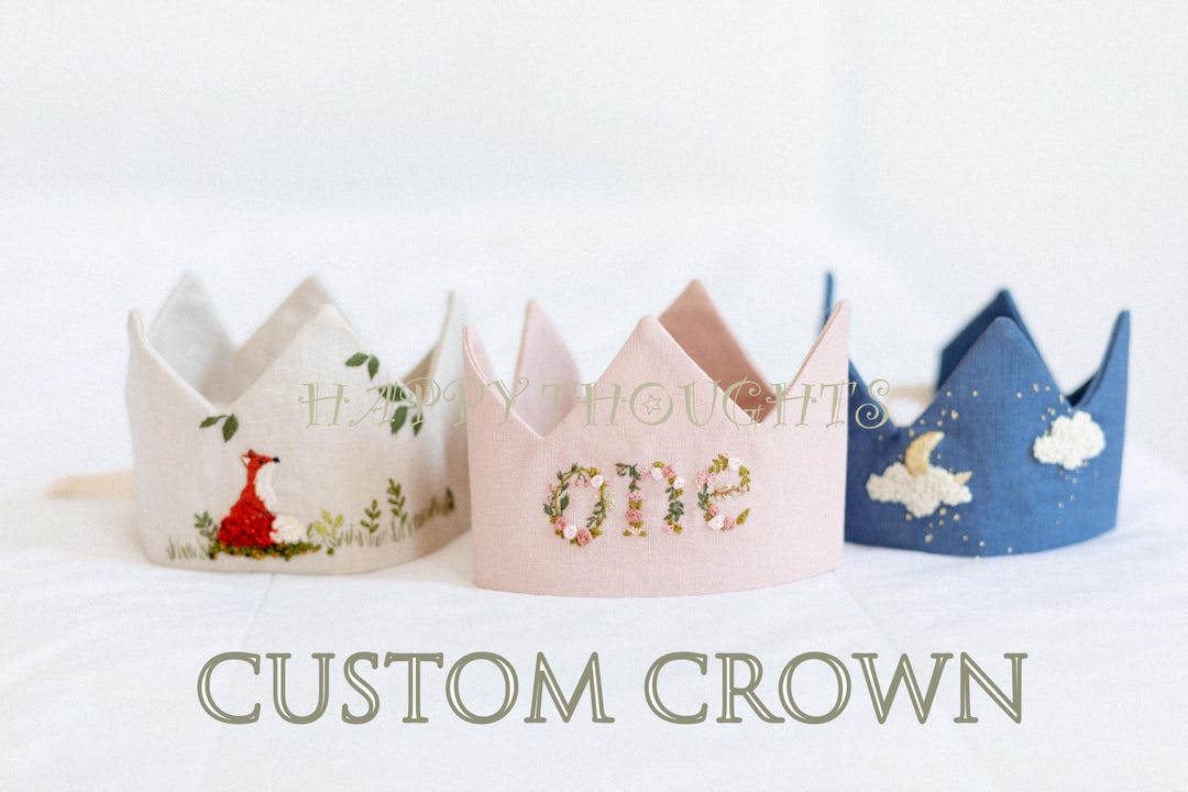 Custom Crown, Embroidered Fabric Crown, Birthday Crown - Etsy