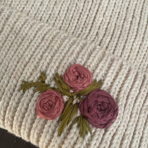 Hand Embroidered Beanie, Winter Hat, Flowers - Etsy