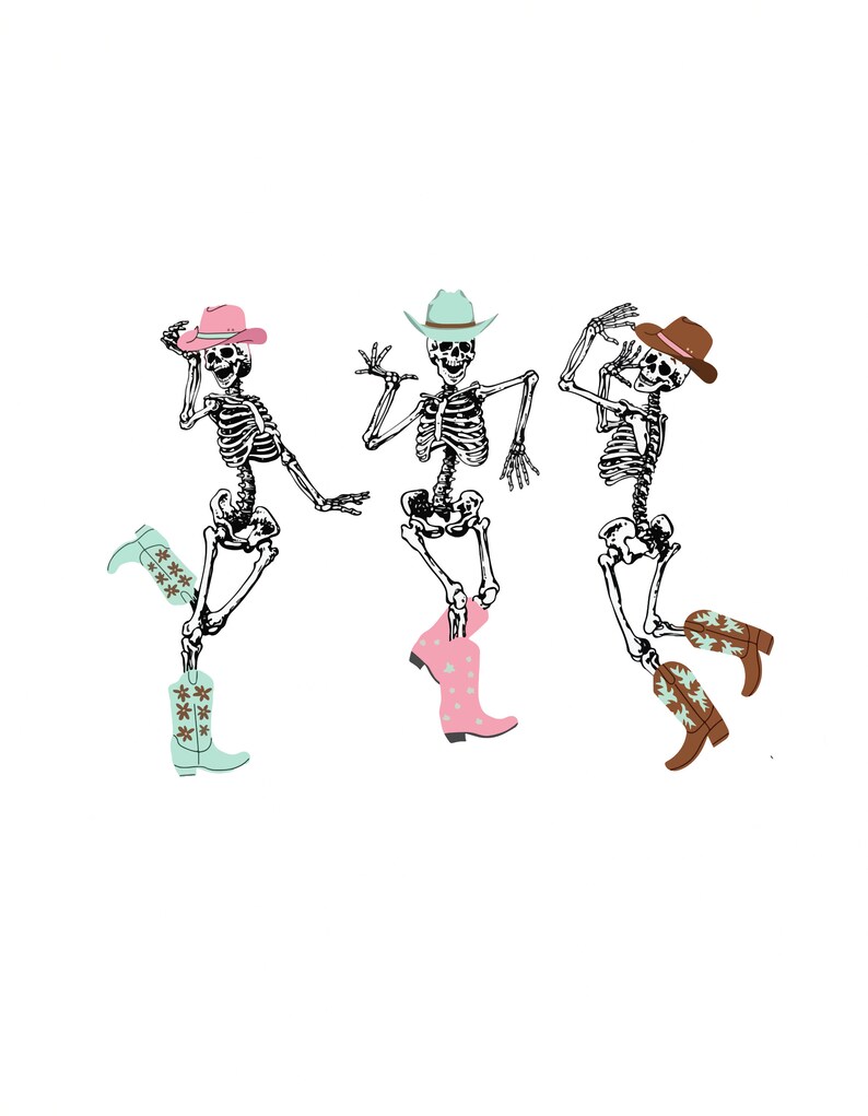 Cowboy Skeletons Png Cowgirl Skeletons Png Western Halloween - Etsy
