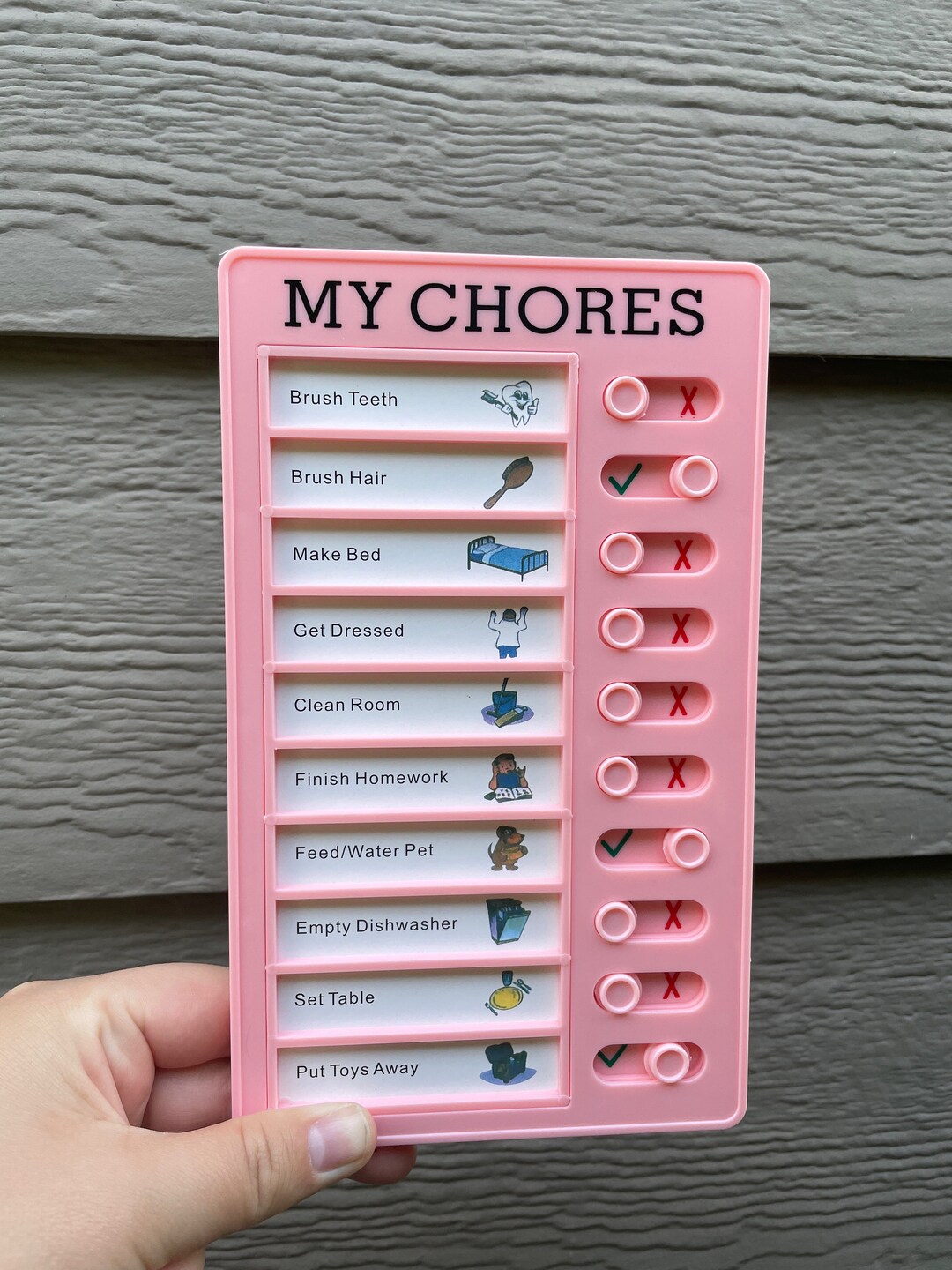 Pink MY CHORES Chart, Dry Erase, Daily Responsibility List, Chore ...
