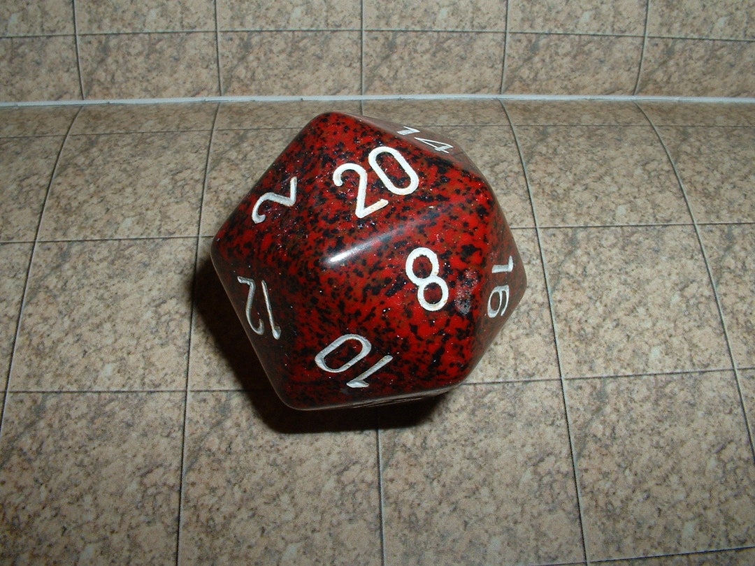 Dire Lion 34mm Dappled Granite Mica Resin Polyhedral D20 for TTRPG, Dnd ...