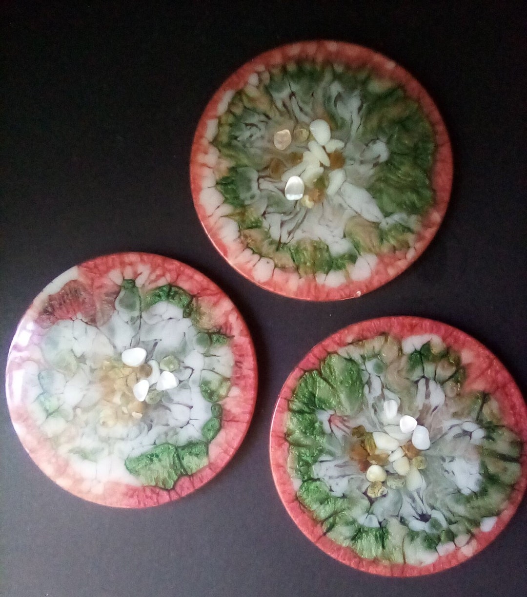 Artisan Resin Coaster: Rainforest Jasper & Mother of Pearl Inlay - Etsy