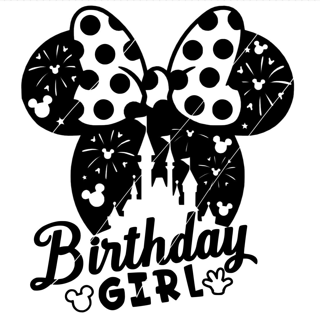 Birthday Girl Minnie Mouse Ears Svg Cricut Cut File Silhouette Cut File