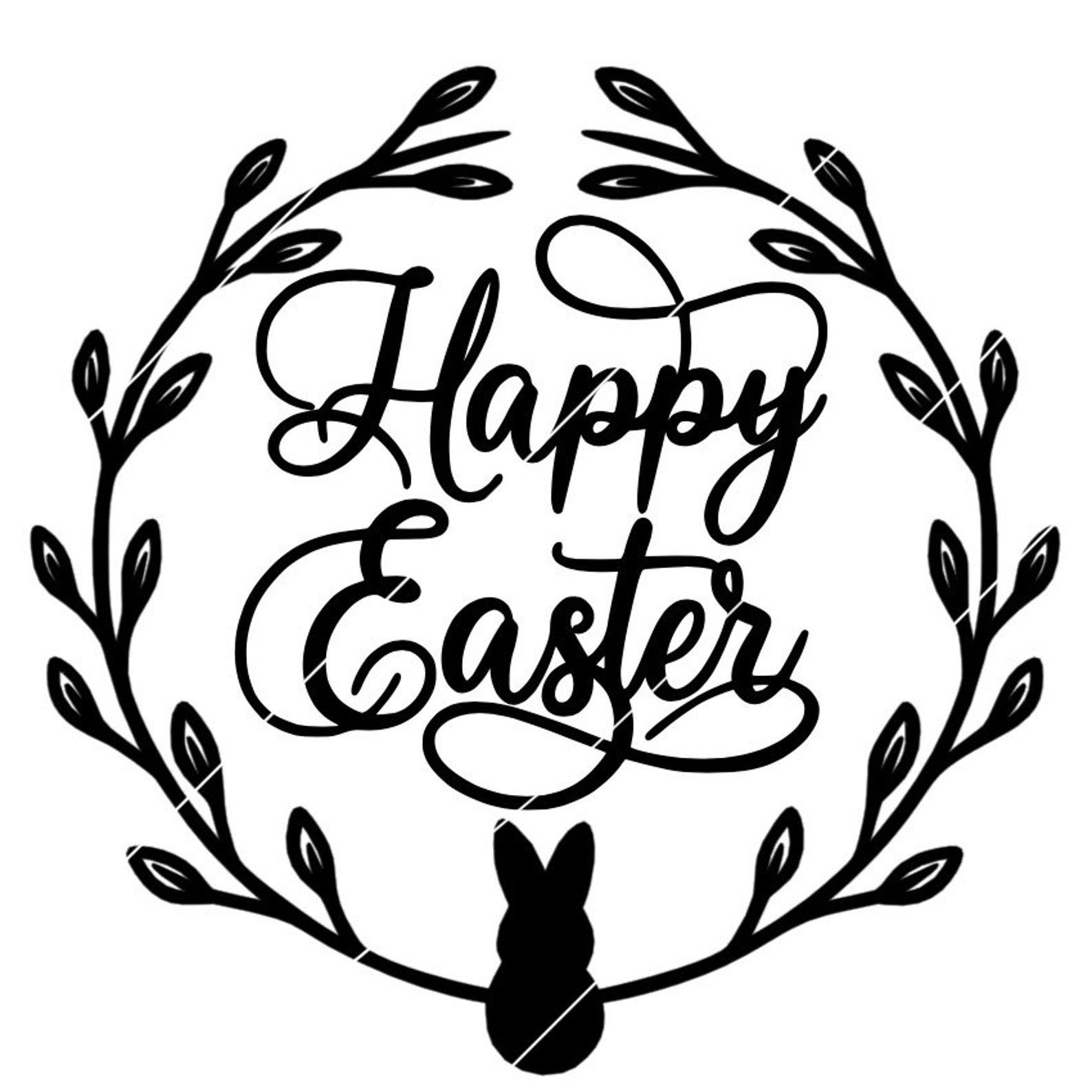 Happy Easter Bunny Vines Holiday Png Svg Cricut Cut File Silhouette