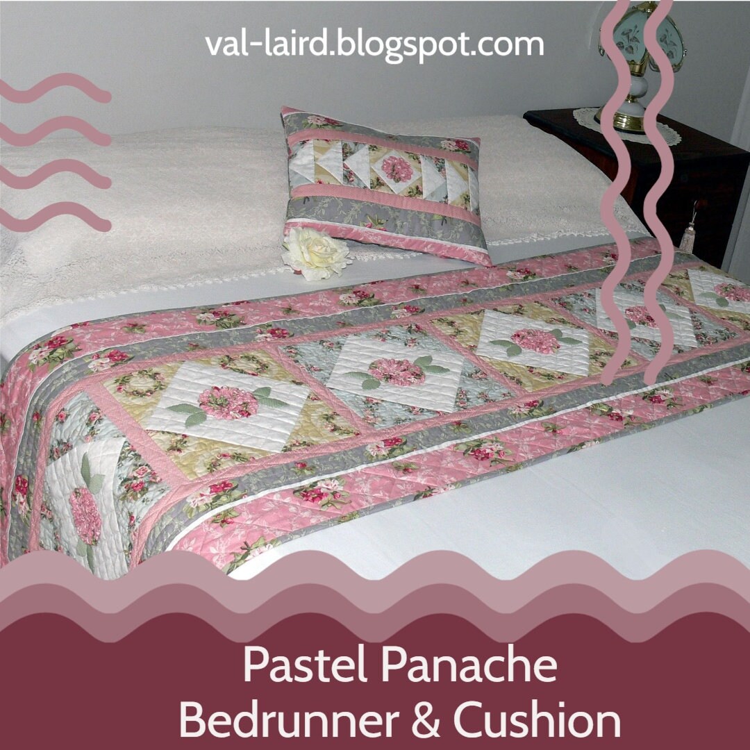 Pastel Panache 2-piece Bed Runner and Cushion Patchwork Pattern ...