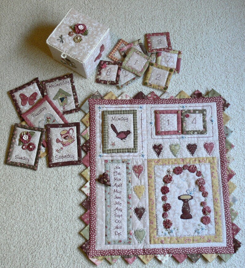 Garden Dreams Perpetual Calendar Appliqued Wall Quilt Pattern - 19 Mini ...