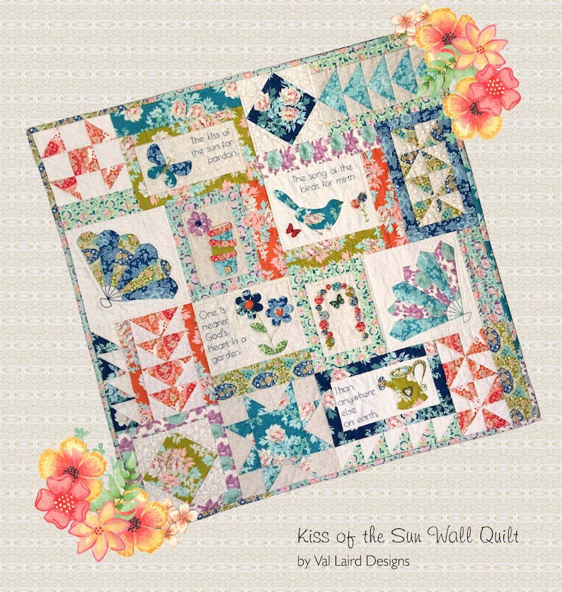 Kiss of the Sun Poem Patchwork and Applique Wall Quilt Pattern (digital ...