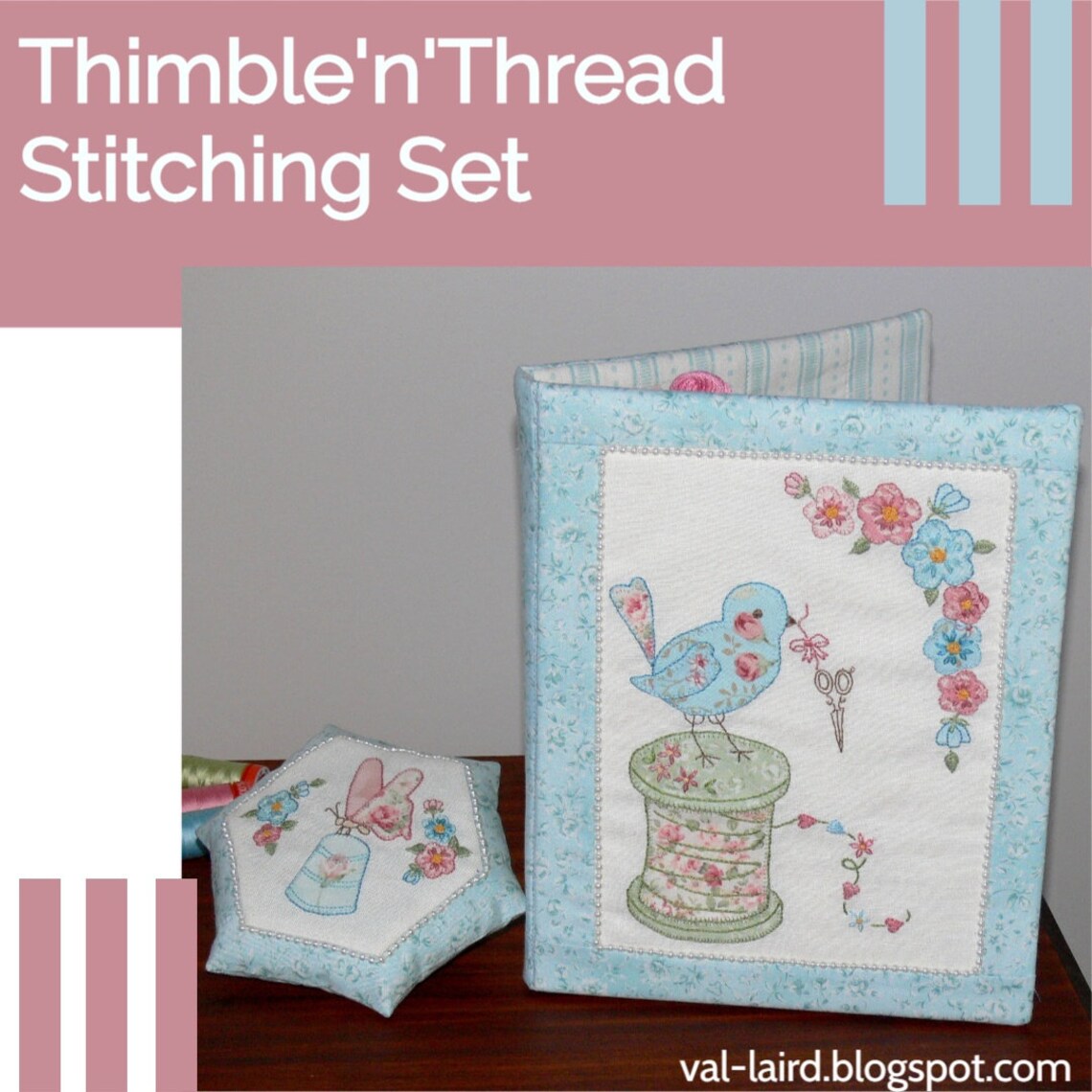 Thimble & Thread Appliqued and Embroidered 2-piece Stitching Folder and ...