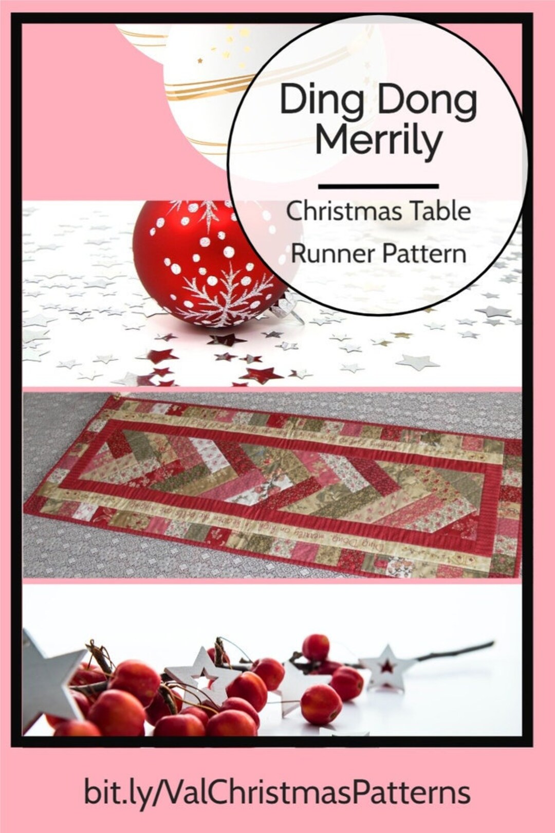 Ding Dong Merrily French Braid Christmas Table Runner Pattern (digital ...