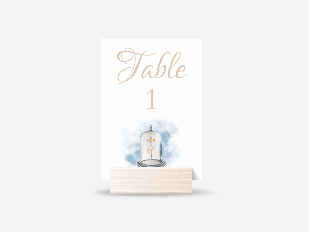 Beauty and the Beast Table Numbers, Editable Template, Enchanted Rose ...