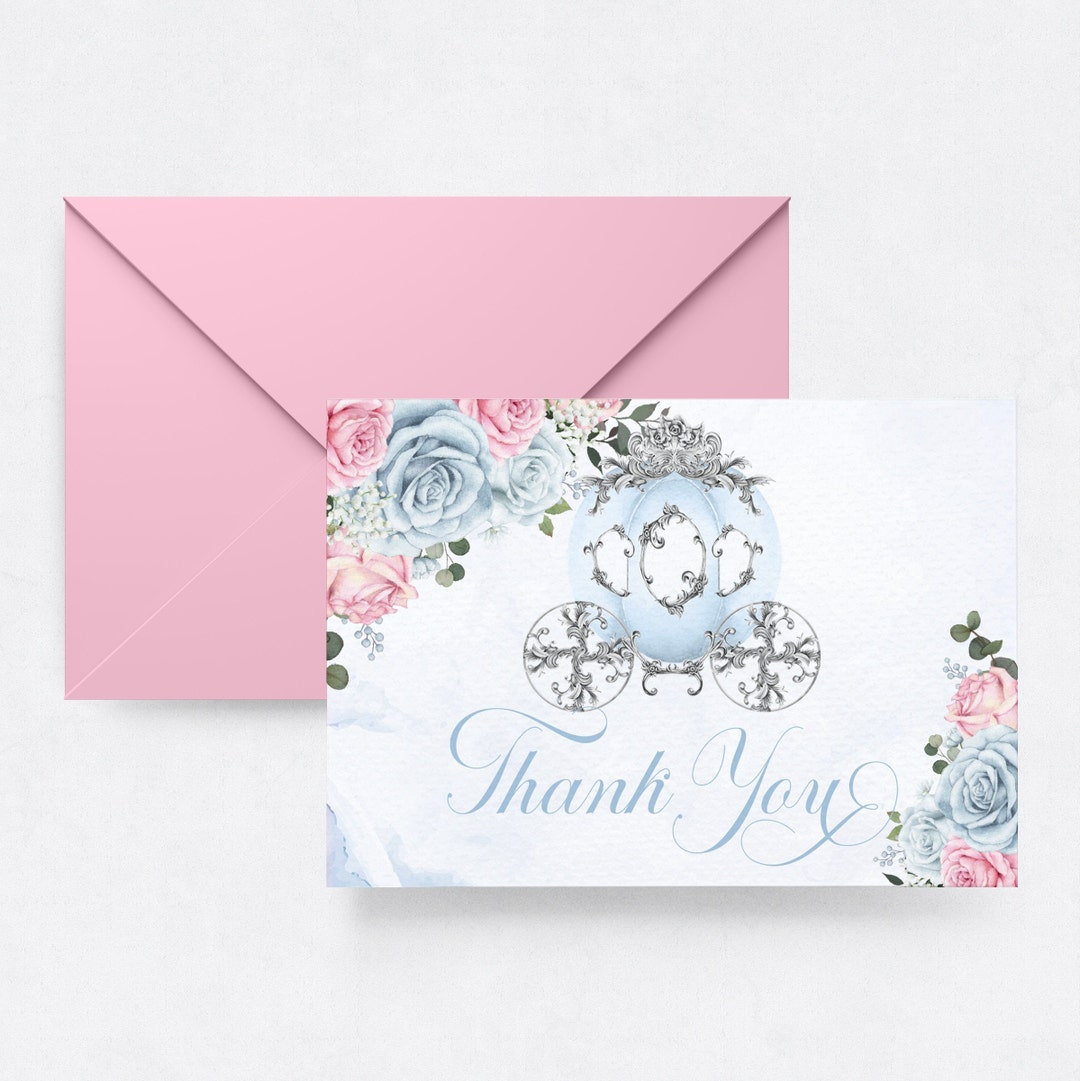 Cinderella Thank You Card Printable Editable Template - Etsy