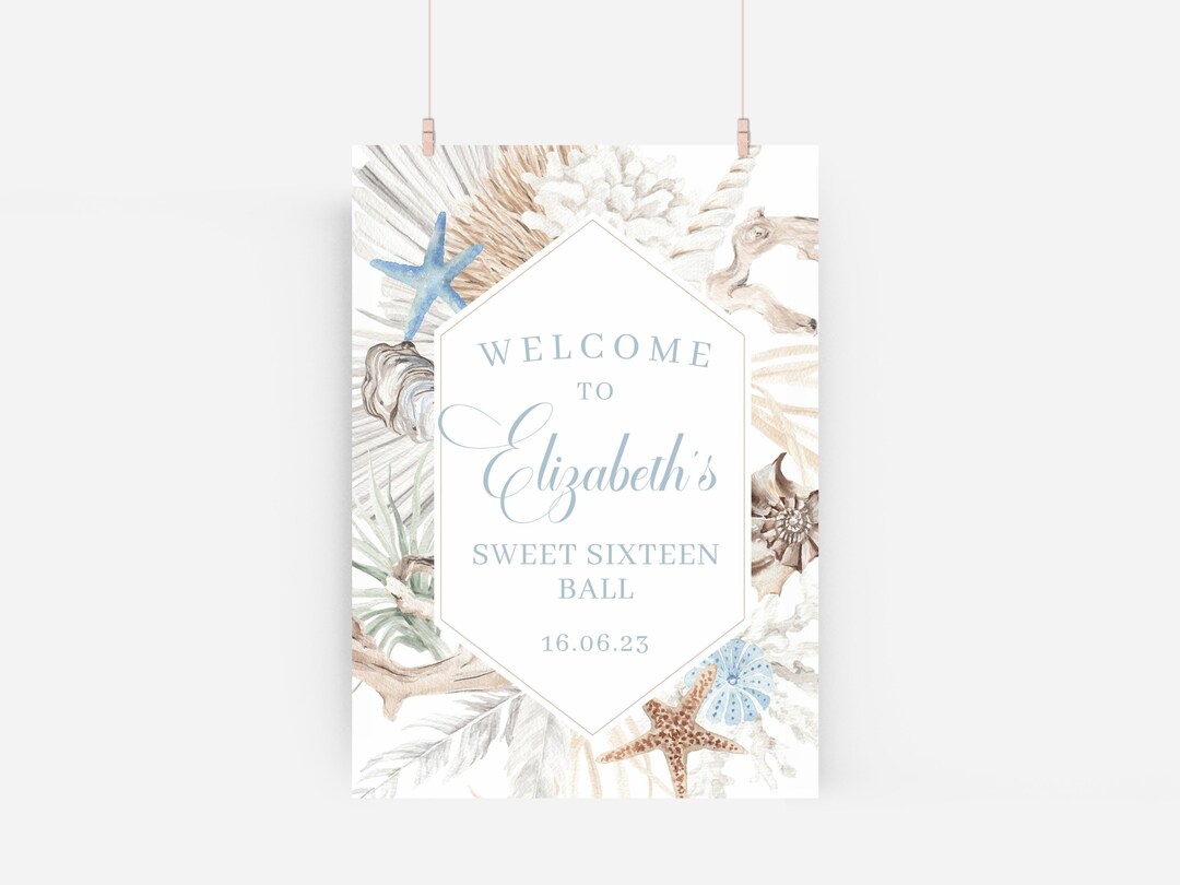 Beach Welcome Sign Template, Under the Sea, Printable 8x10, 16x20 ...