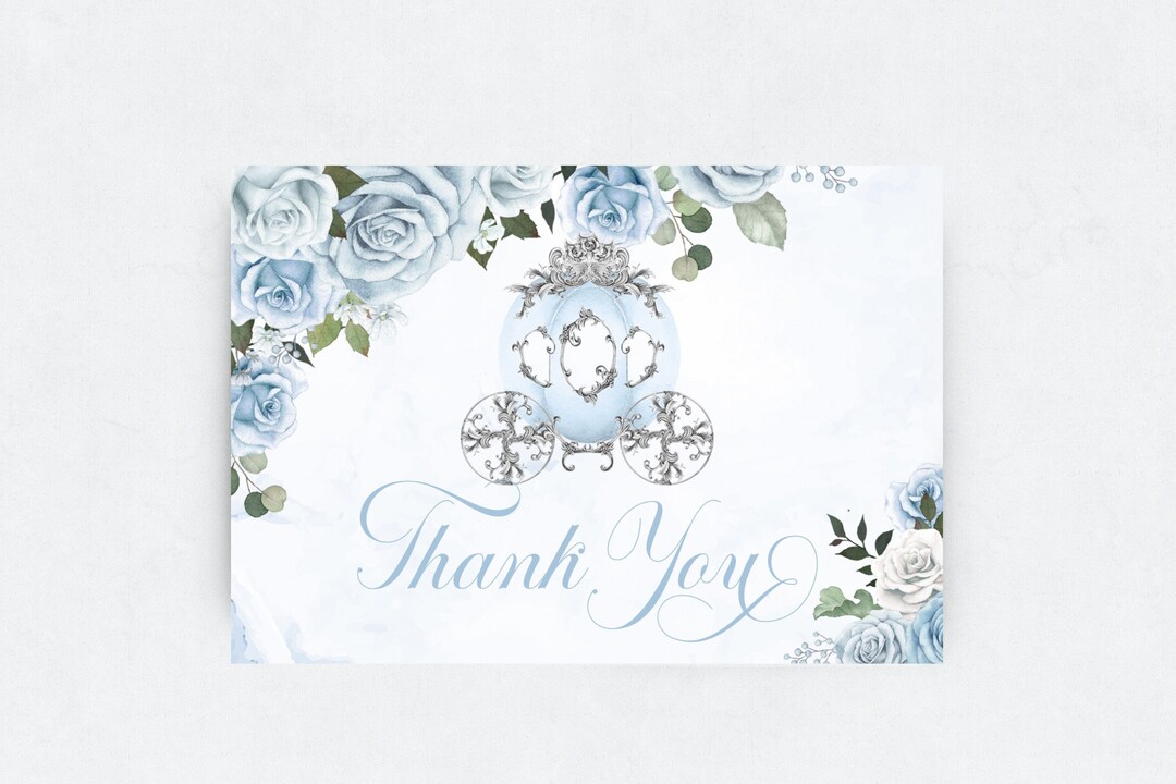 Cinderella Thank You Card Printable Editable Template - Etsy