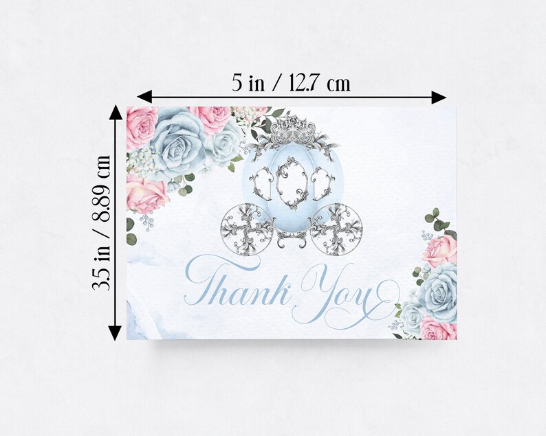 Cinderella Thank You Card Printable Editable Template - Etsy