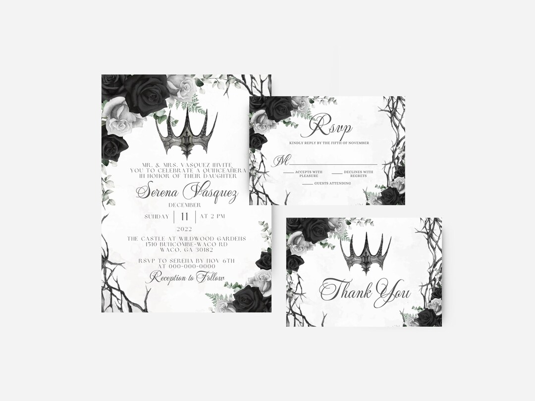 Evil Queen Quinceanera Invitation Suite Template, RSVP Card, Thank You ...