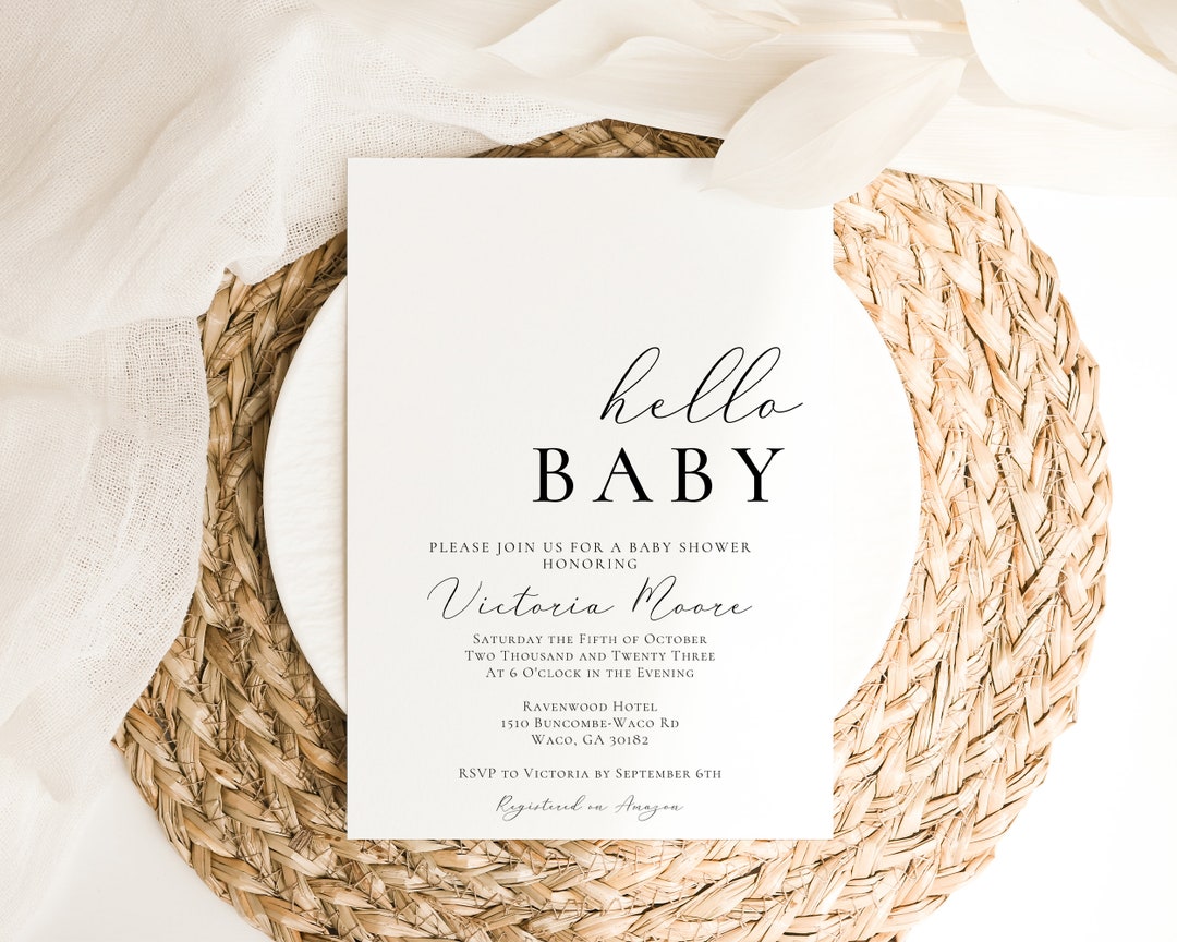 Minimalist Baby Shower Invitation Template, Digital Invite, Modern ...