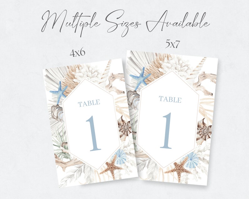 Beach Table Numbers Template, Printable Table Decor, Under the Sea ...