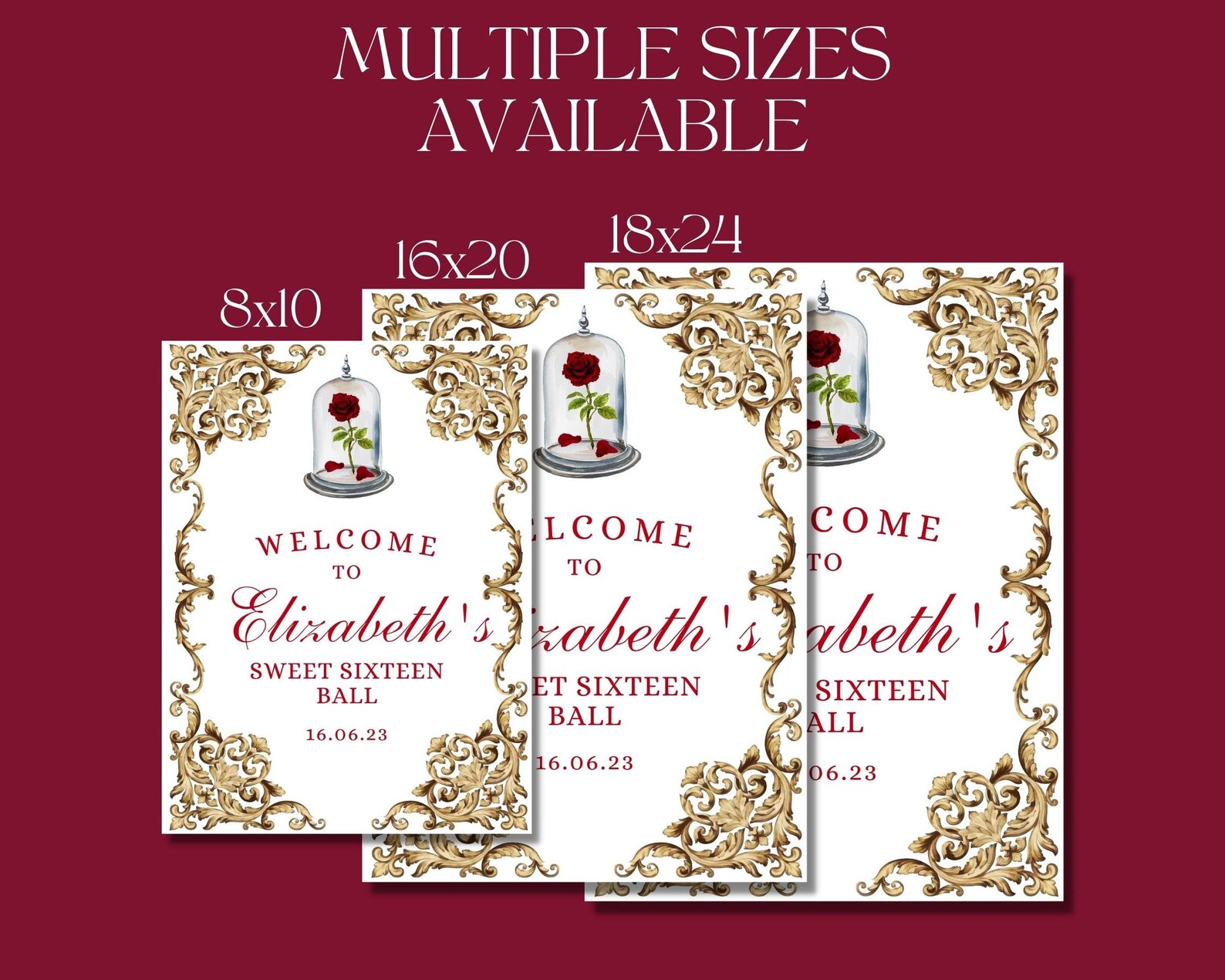 Beauty and the Beast Welcome Sign Editable Template - Etsy