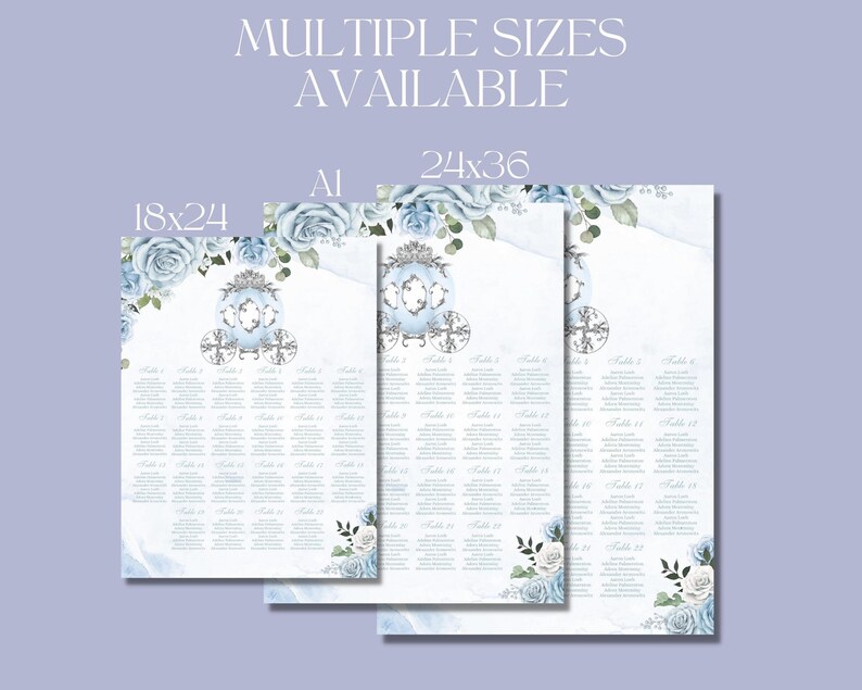 Cinderella Seating Chart Editable Template Rose Wedding - Etsy