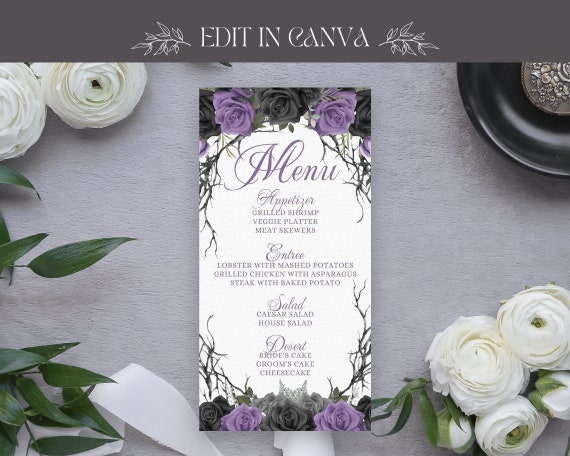 Villains Gothic Menu Editable Template Wedding Menu Instant - Etsy