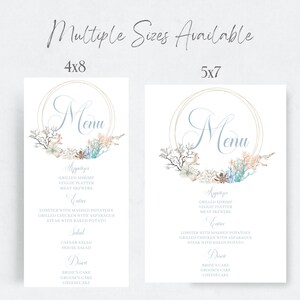 Beach Menu Template, Wedding Menu Printable, Boho, Under the Sea ...