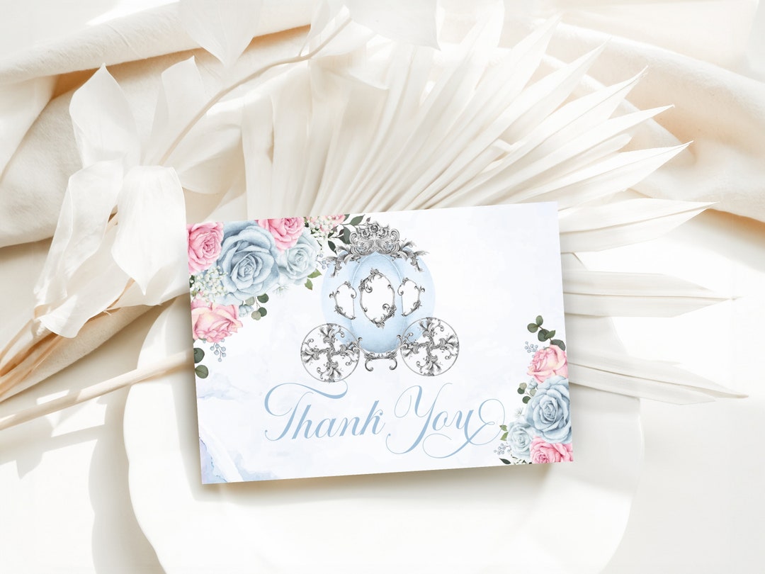 Cinderella Thank You Card Printable, Editable Template, Princess ...