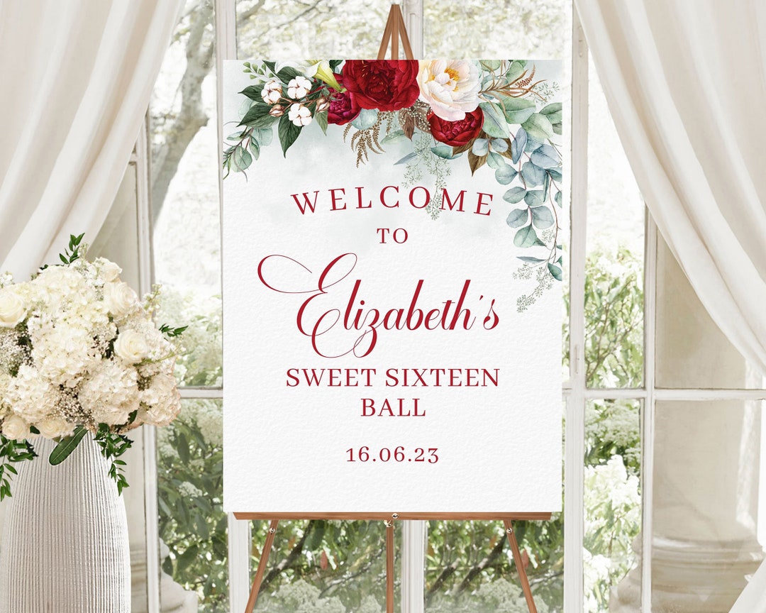 Watercolor Rose Welcome Sign Template Elegant Sign Printable - Etsy