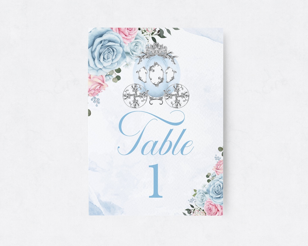 Cinderella Carriage Table Numbers Editable Template - Etsy