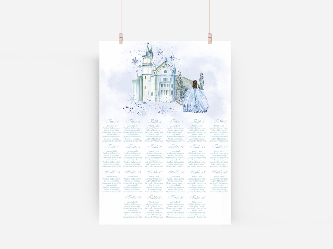 Cinderella Seating Chart, Editable Template, Rose Quinceanera Sign ...