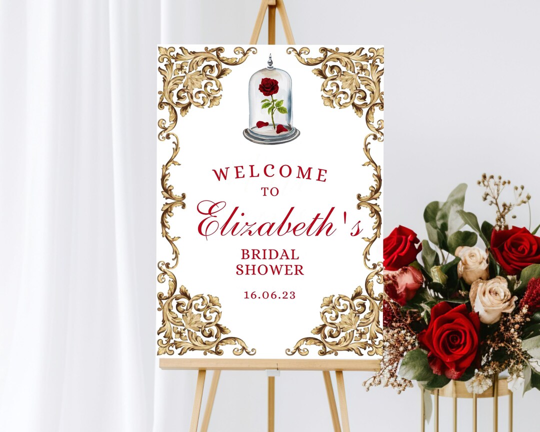 Beauty and the Beast Welcome Sign Editable Template - Etsy