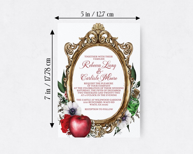 Snow White Wedding Invitation Template Watercolor Invite - Etsy